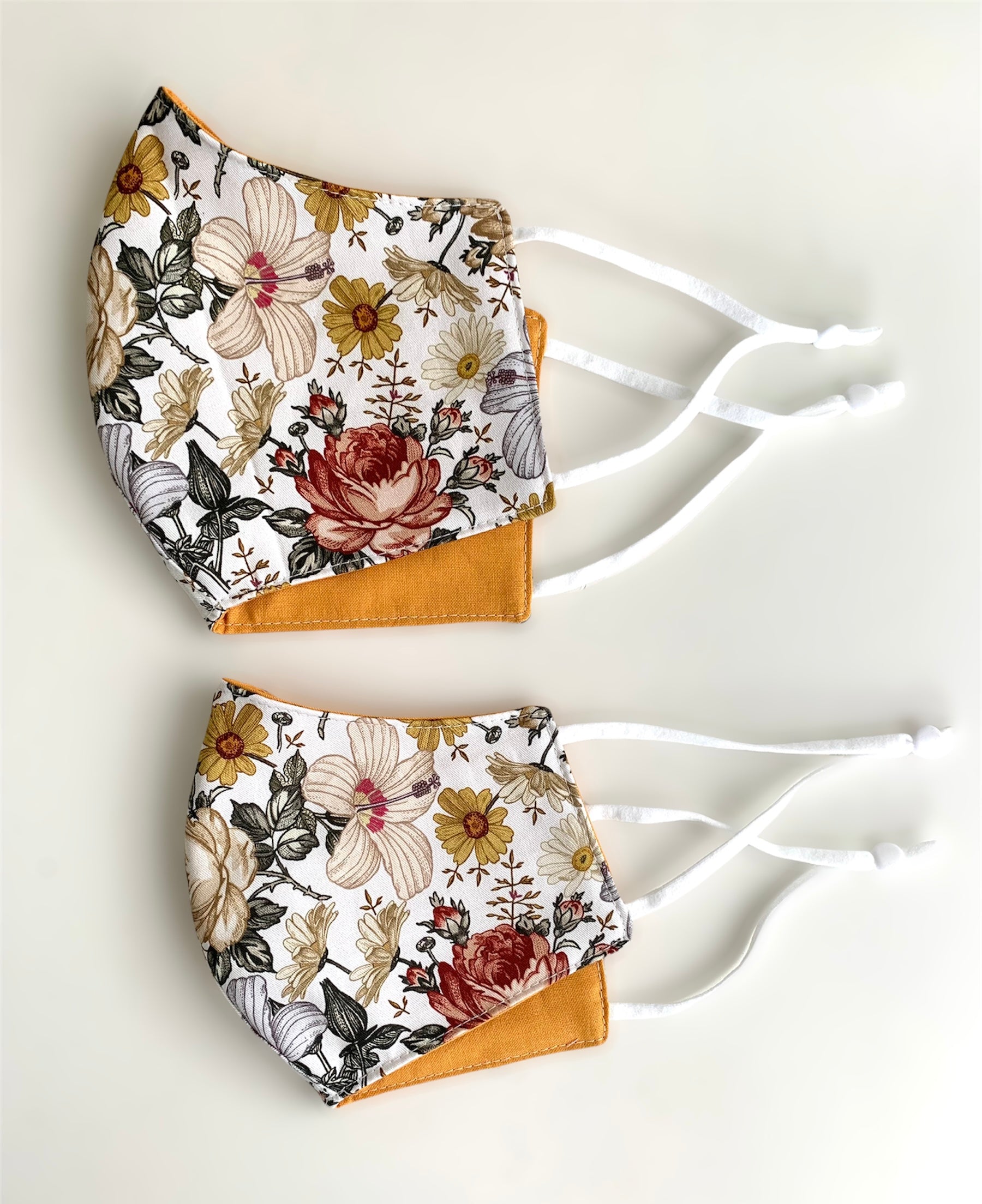 Mustard Floral Rose Cotton 3 Layer Face Covering Mask – Isobel Lane